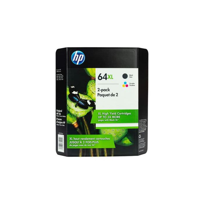 Hp 64xl Black And Tri Color High Yield Original Ink Cartridges Combo Pack